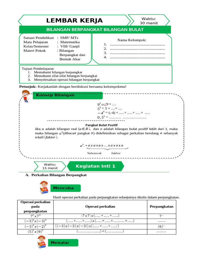 LKPD Bilangan Berpangkat | PDF