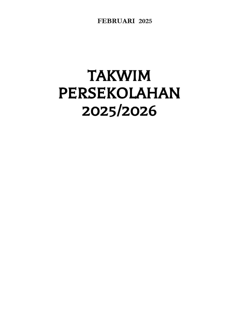 Takwim Persekolahan 2025 2026 | PDF