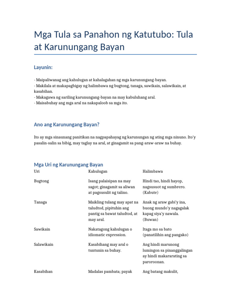 Mga Tula Sa Panahon NG Katutubo | PDF