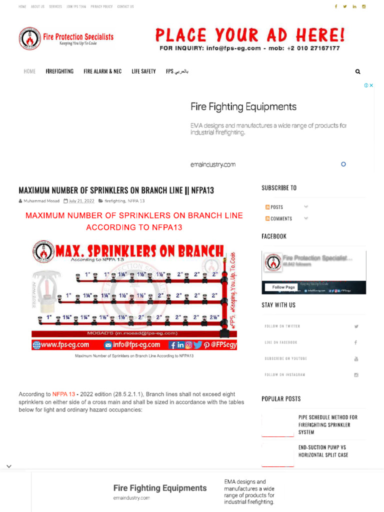 Pipe Schedule - Fire Sprinkler System | PDF