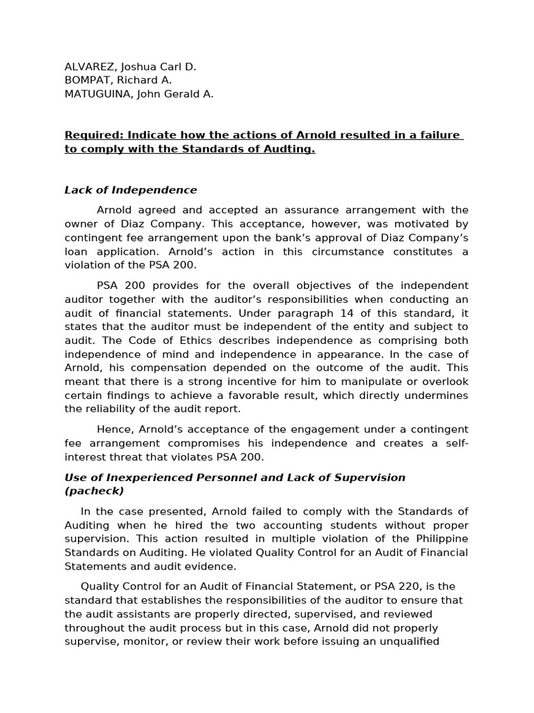 Arnold's Audit Violations Explained | PDF | Auditor's Report | Audit