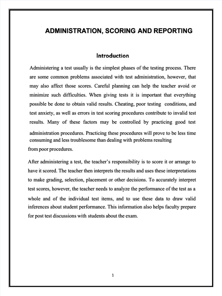 Test Administration and Scoring Guide | PDF | Rubric (Academic ...