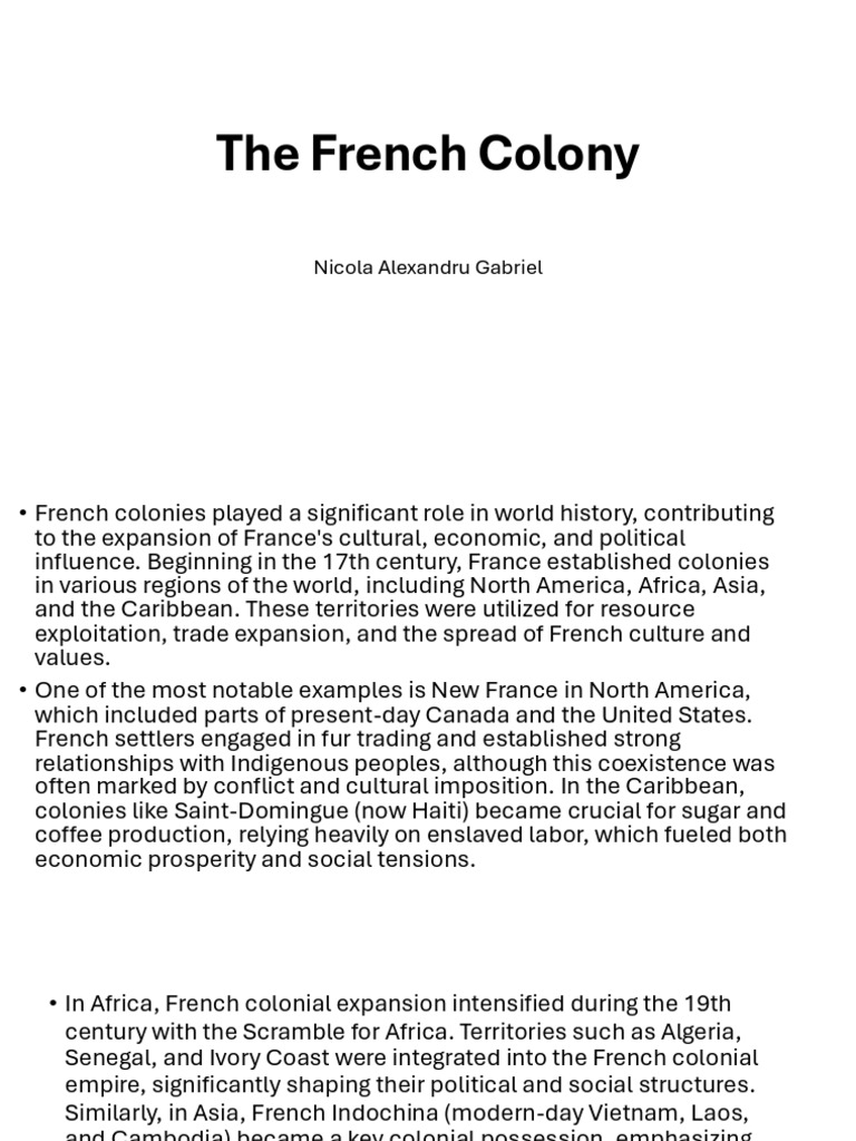 The French Colony | PDF