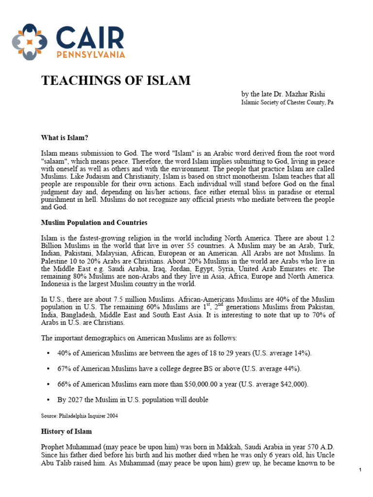 Fundamental Teachings of Islam | PDF | Prophets And Messengers In Islam ...