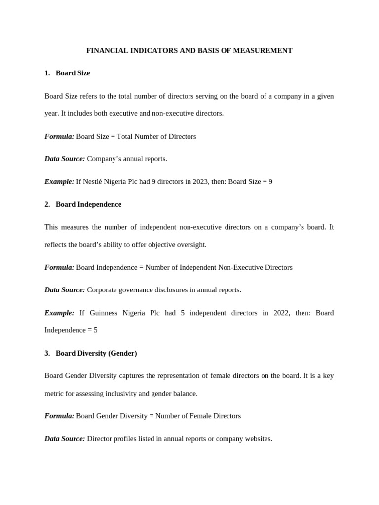 Financial Indicators and Basis of Measurement | PDF