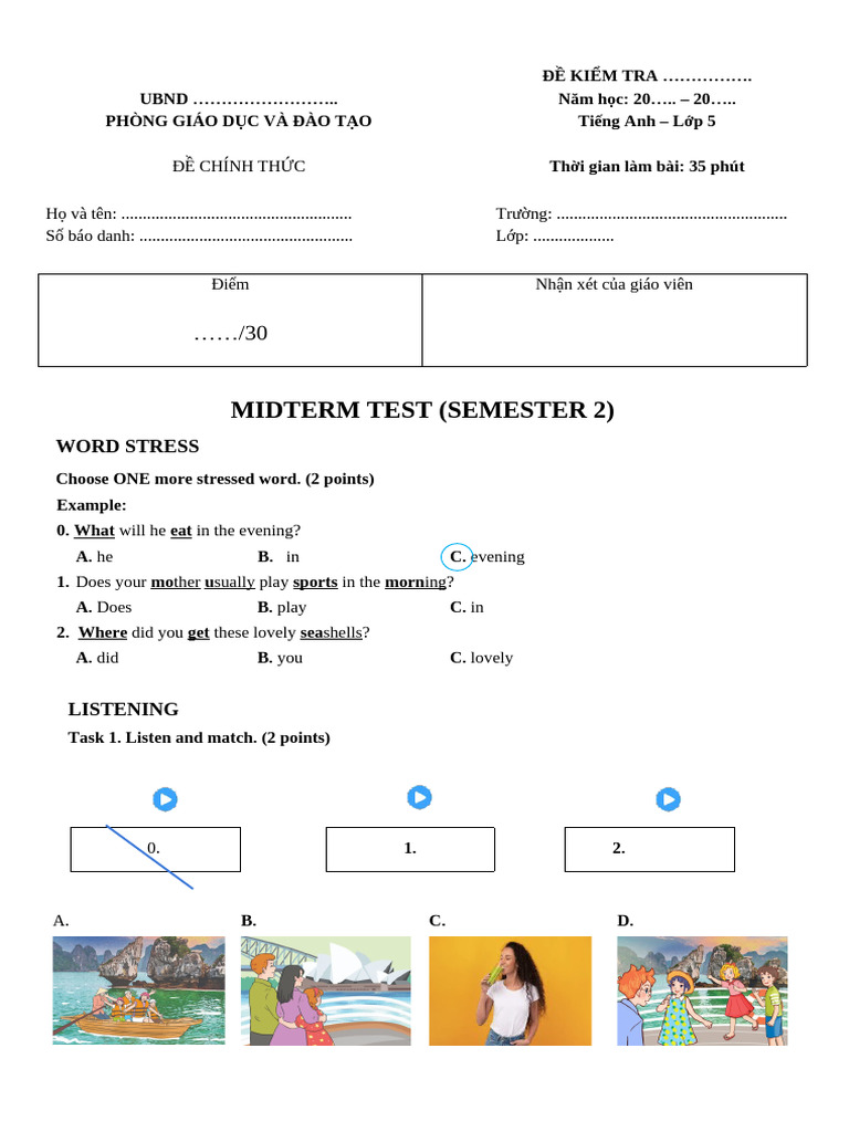 Midterm Test (Semester 2) - Test 2 | PDF