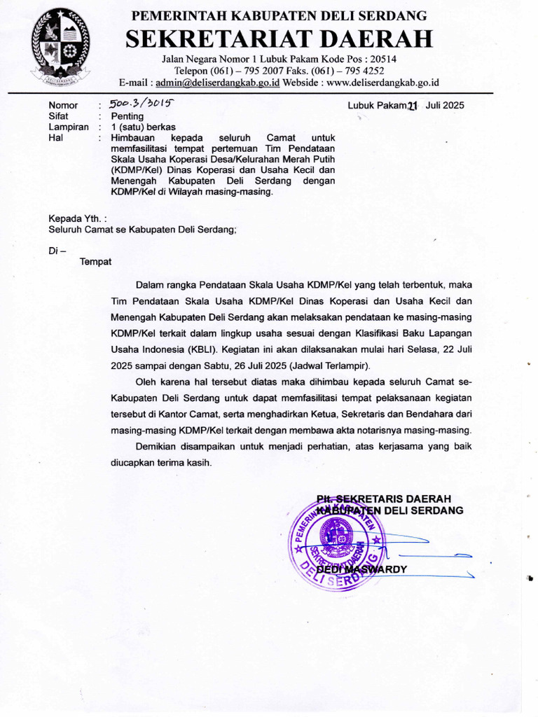 Surat Himbauan Skala Usaha KDKMP | PDF