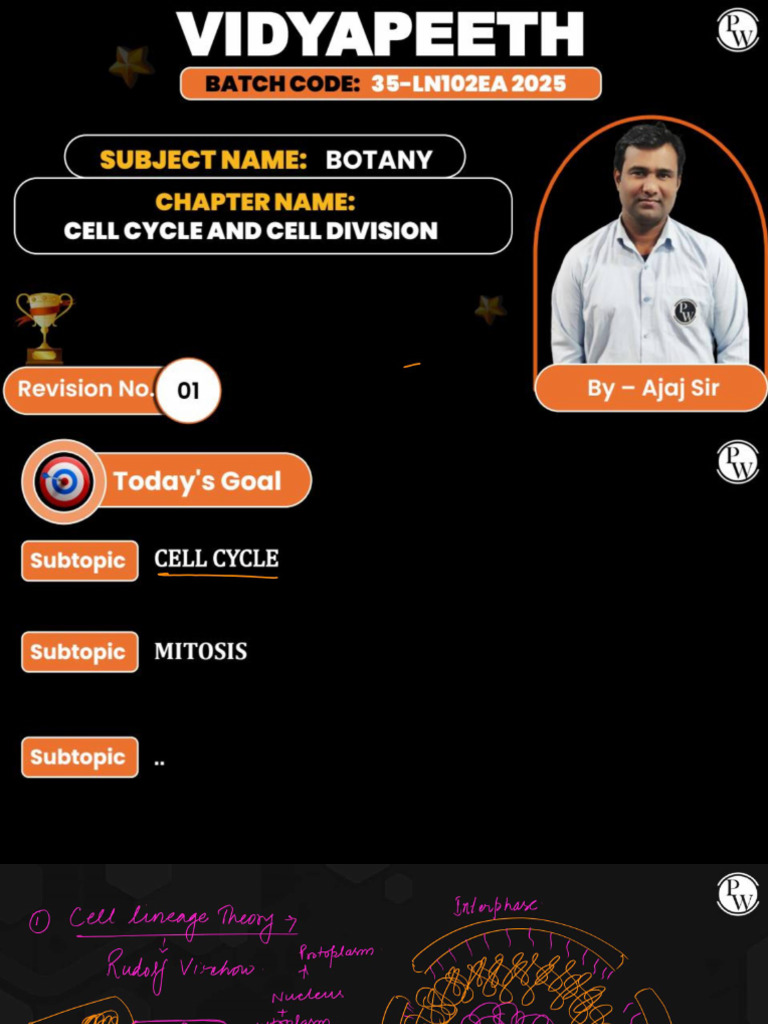 Cell Cycle and Cell Division - 01 - Revision Notes - 35-LN102EA 2025 | PDF