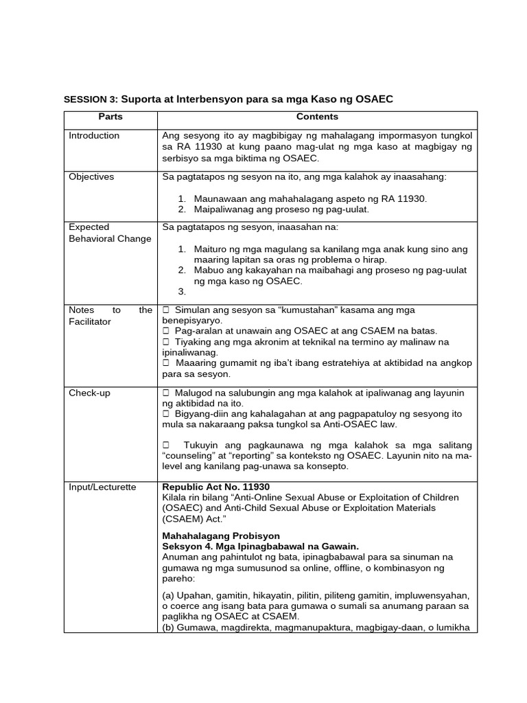 Anti Osaec and Csaem Module Session 3 | PDF