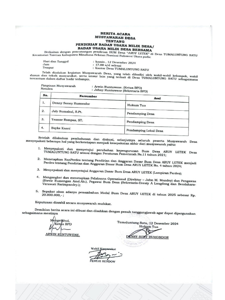 1739785105ba Musdes Pendirian Bumdes | PDF