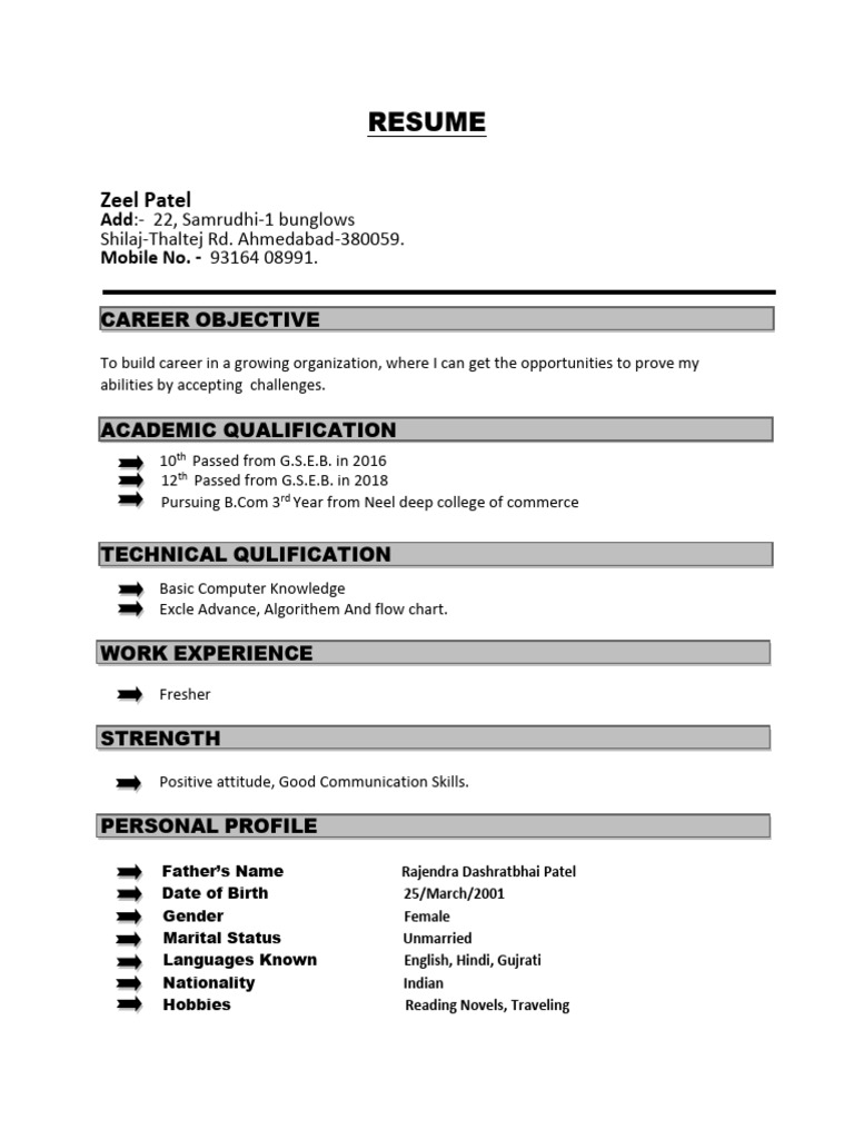 Resume: Zeel Patel | PDF