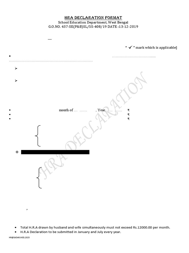 Hra Declaration 2025 Update | PDF