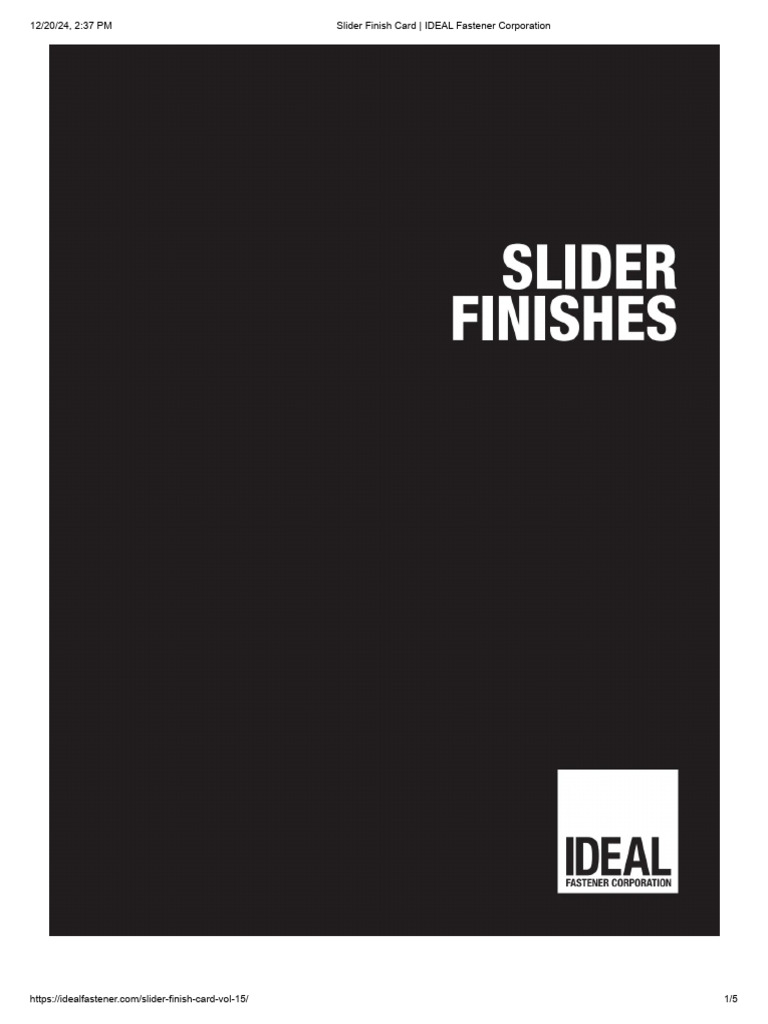 Slider Finish Card - IDEAL Fastener Corporation | PDF