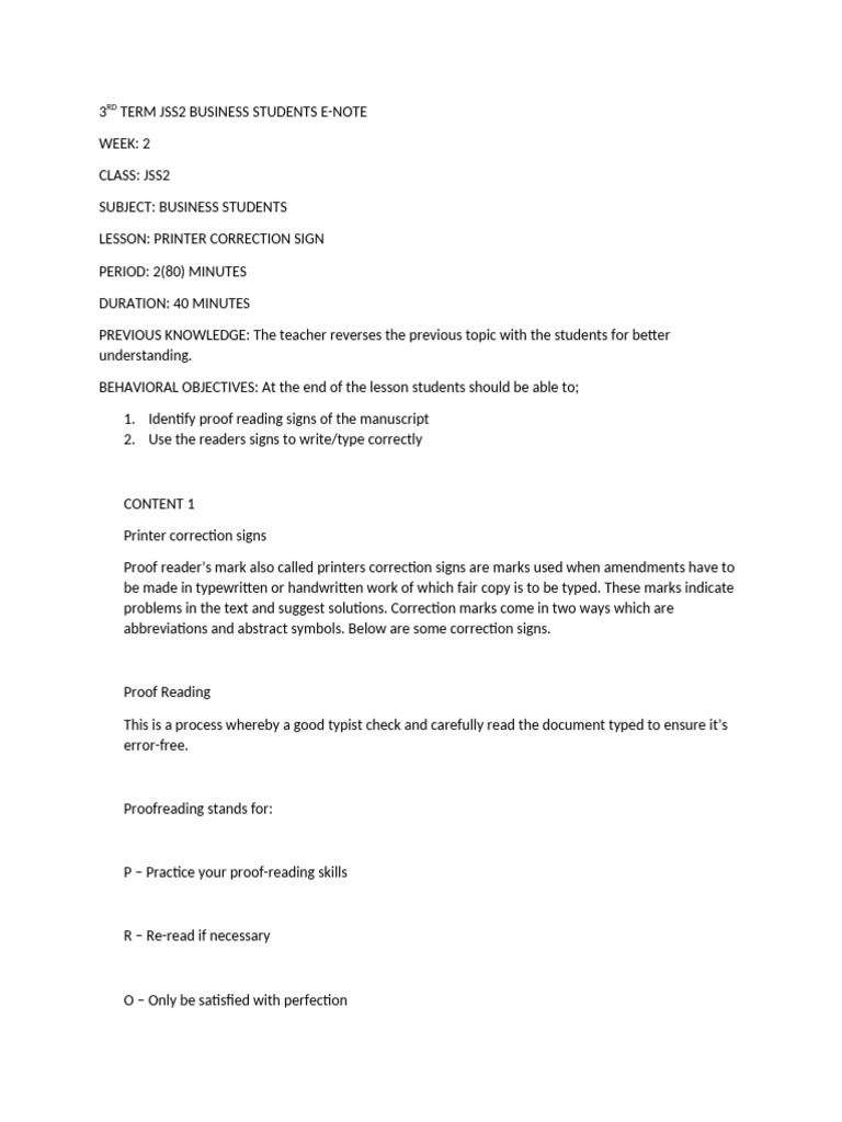 3rd Term Jss2 Business Students E-Note | PDF | Proofreading | Invoice