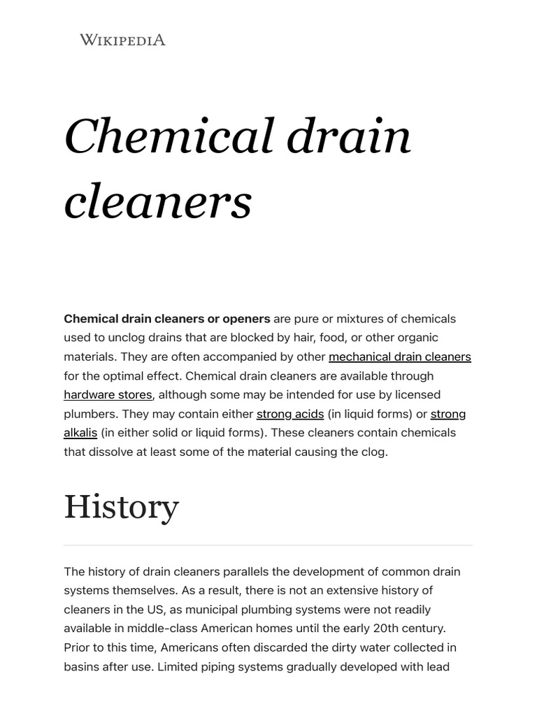 Chemical Drain Cleaners - Wikipedia | PDF | Physical Chemistry | Materials