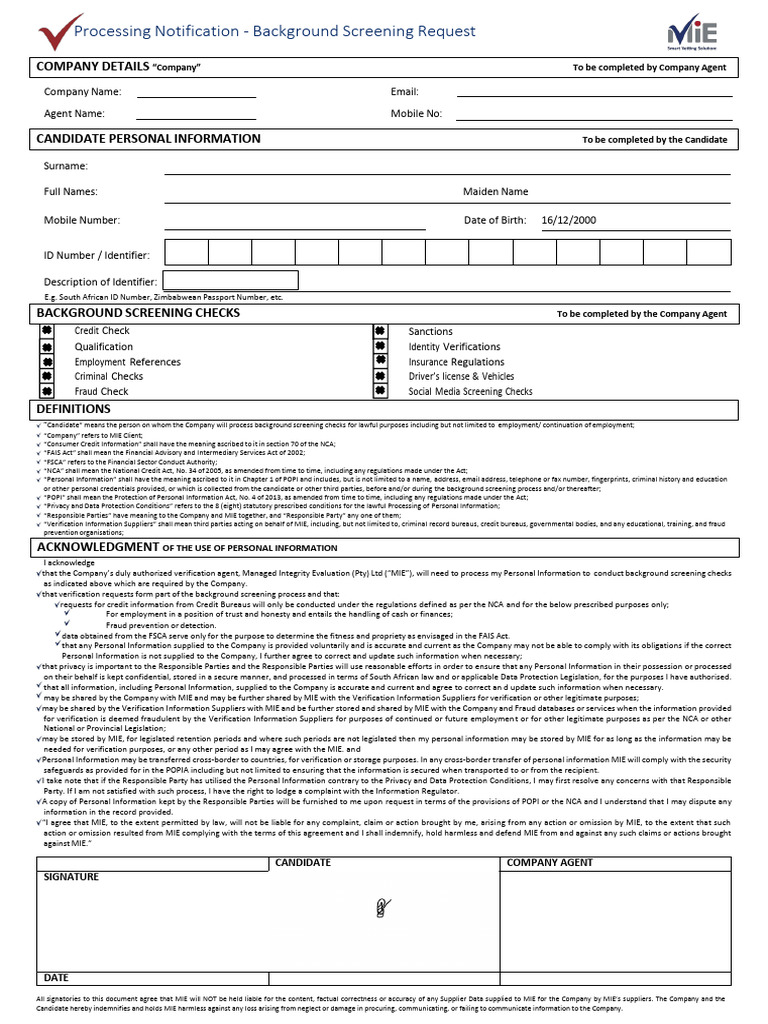Mie Processing Notification | PDF | Privacy | Criminal Record