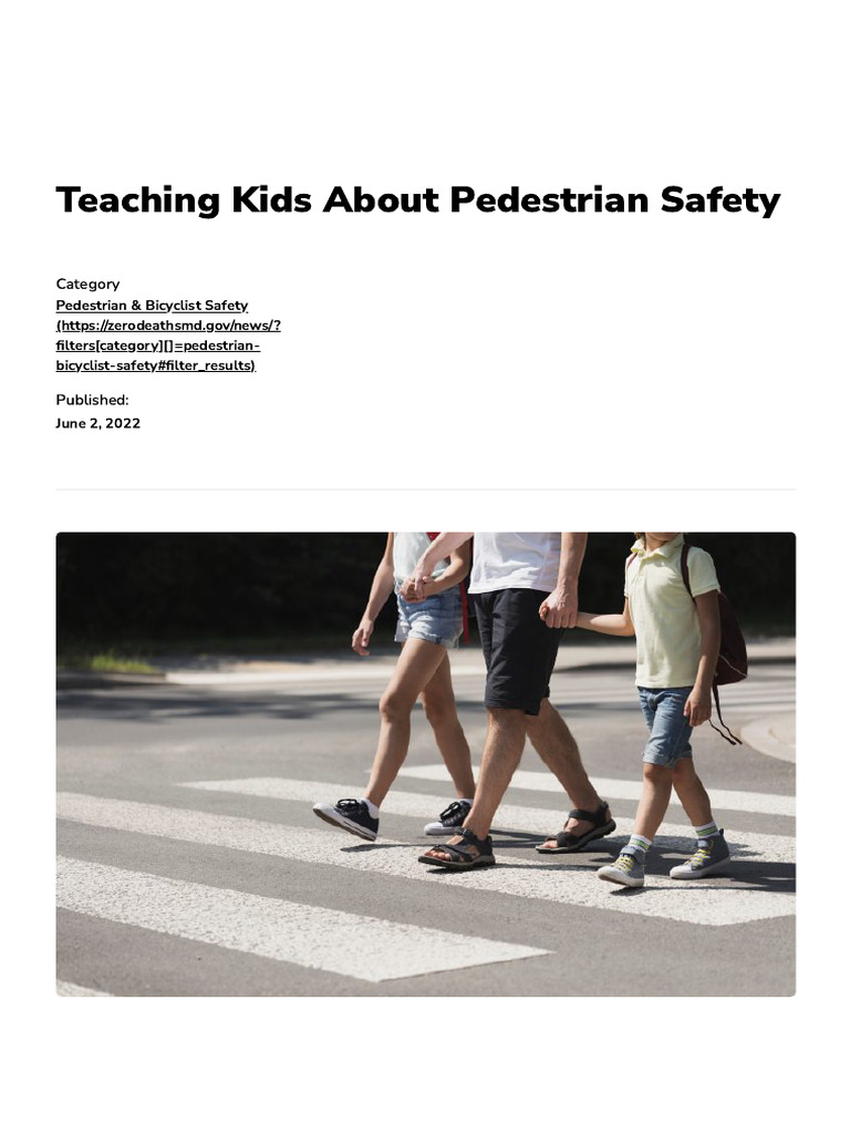 Preschool Pedestrian Safety Tips | PDF | Pedestrian Crossing | Traffic