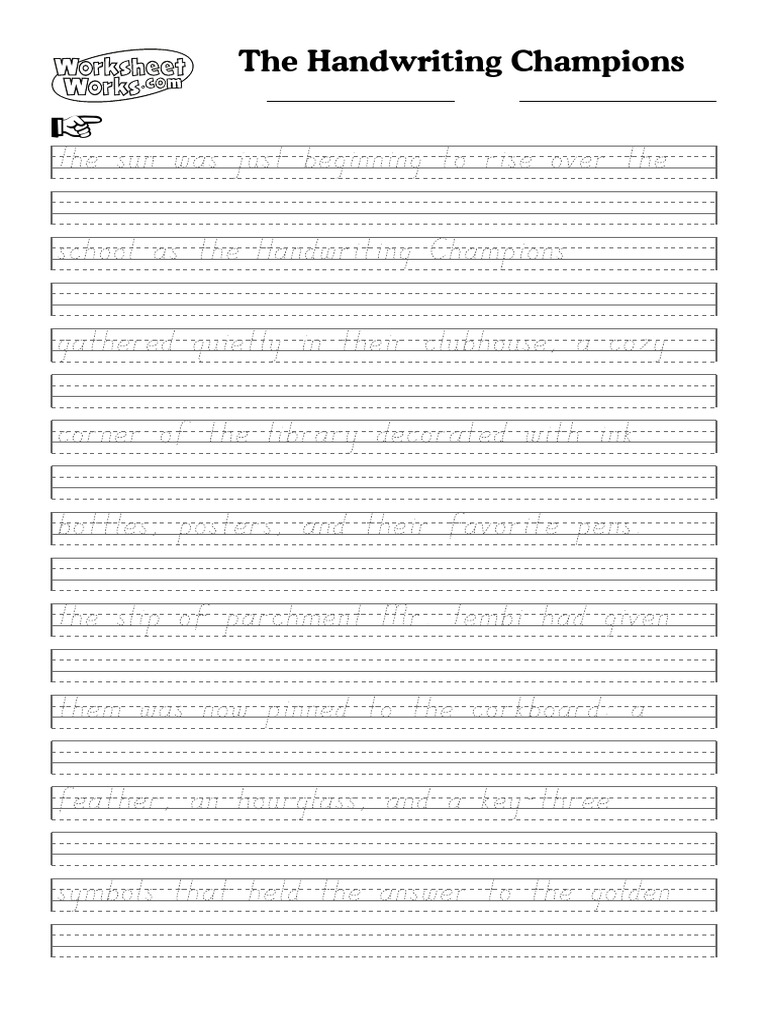 WorksheetWorks The Handwriting Champions 9 | PDF