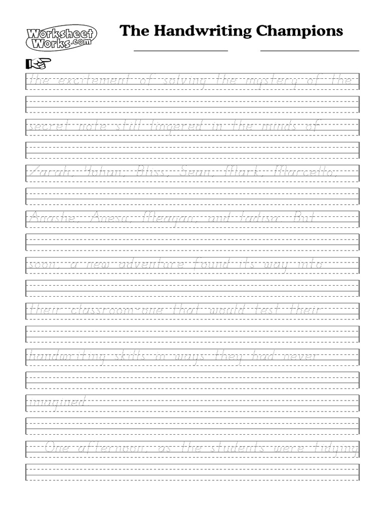 WorksheetWorks The Handwriting Champions 6 | PDF