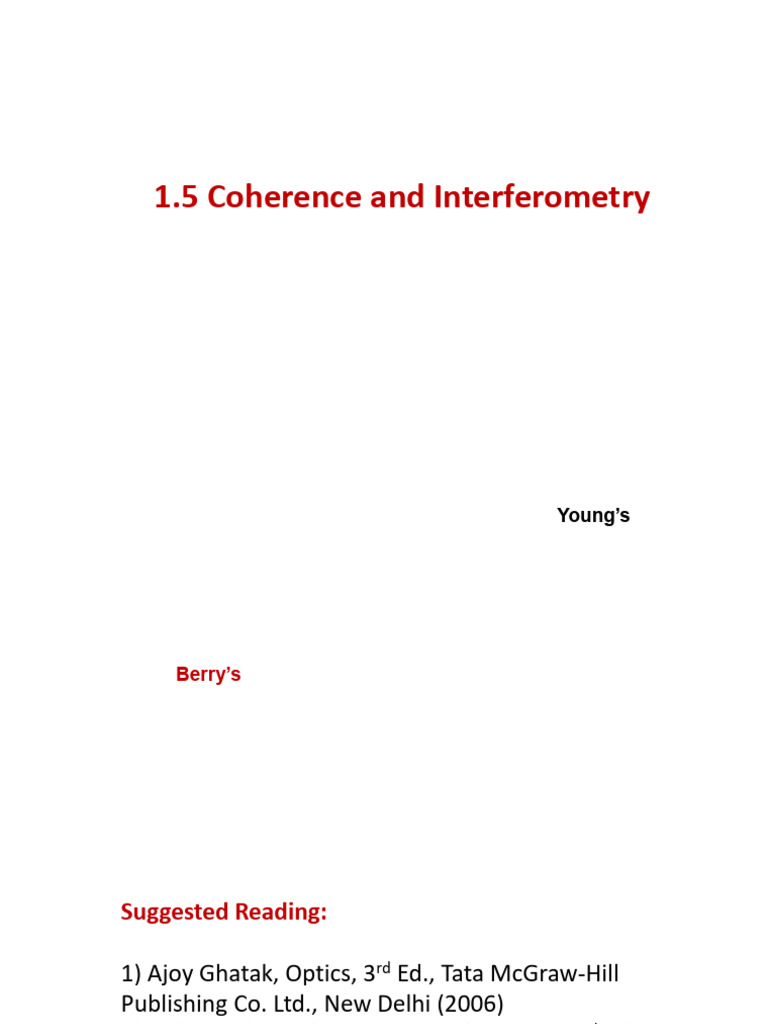 1.5 Coherence and Interferometry - 17sept2021 | PDF | Coherence ...