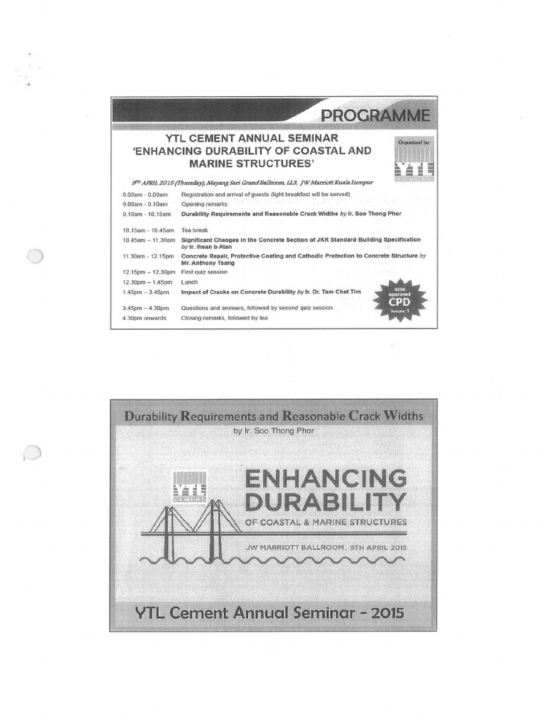 Ytl Enhancing Durability of Coastal & Marine Structures | PDF