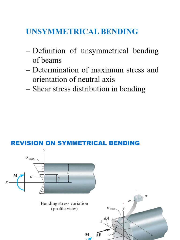 Unsymmetrical Bending and Shear Stress Distribution | PDF | Bending | Stress (Mechanics)