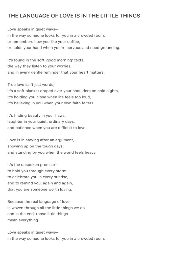 The Language of Love Is in The Little Things | PDF