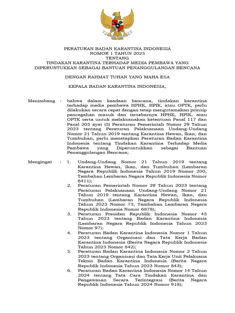 Perba No. 1 Tahun 2025 | PDF