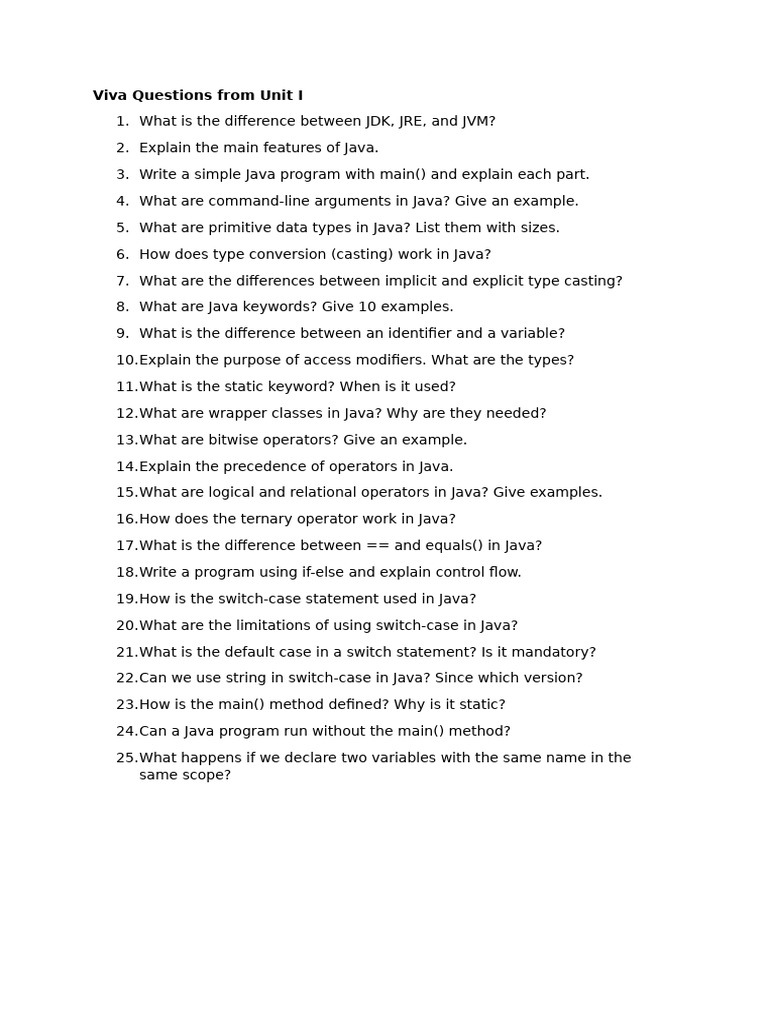 Viva Questions From Unit I | PDF