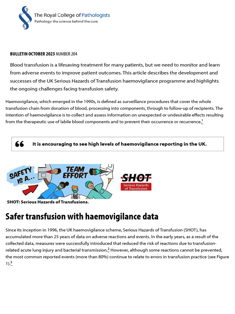How Can We Reduce Errors and Make Transfusion Practice Safer | PDF ...