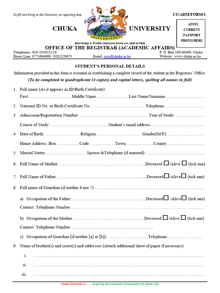 Student Personal Details | PDF