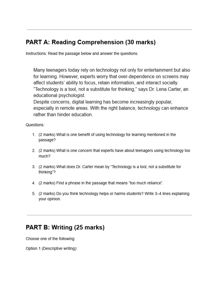 English Test: Technology in Learning | PDF