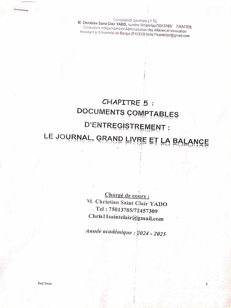 Chapitre-5 Compta Générale. | PDF