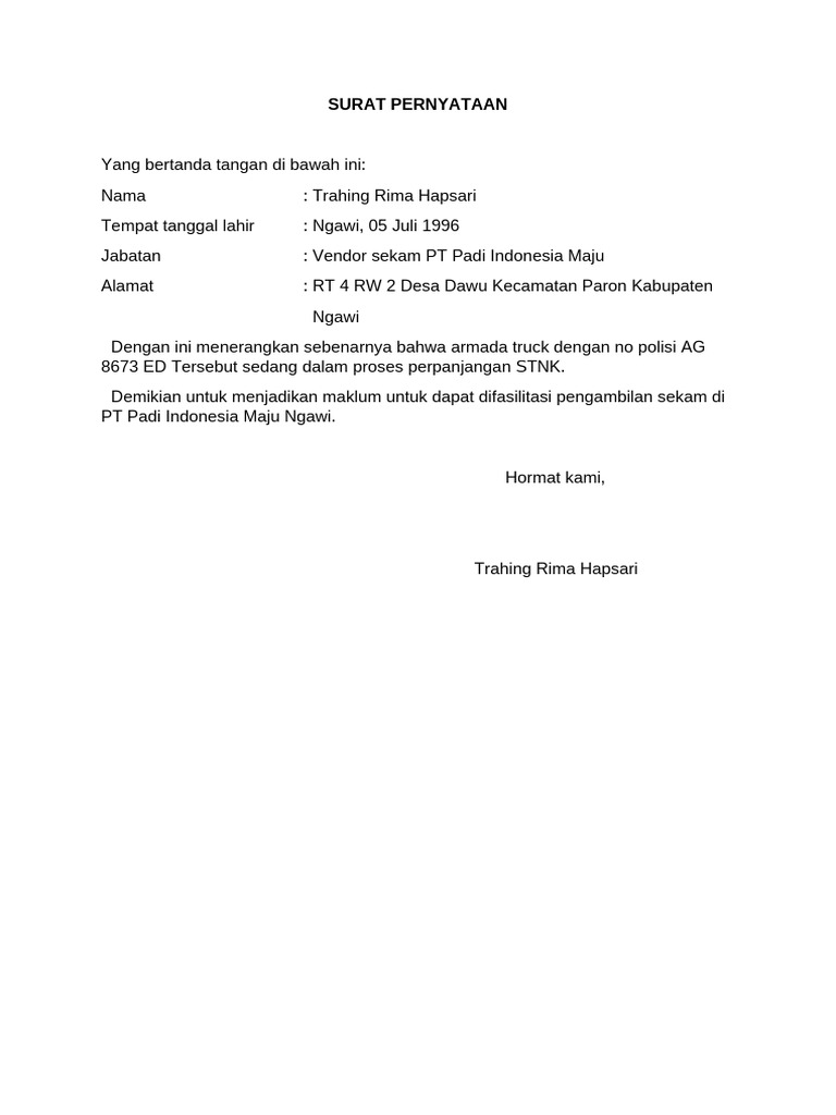 Surat Pernyataan | PDF