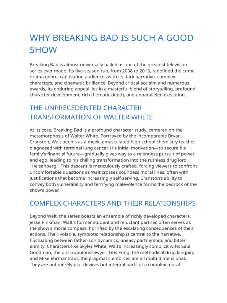 Breaking Bad: A Masterclass in Drama | PDF