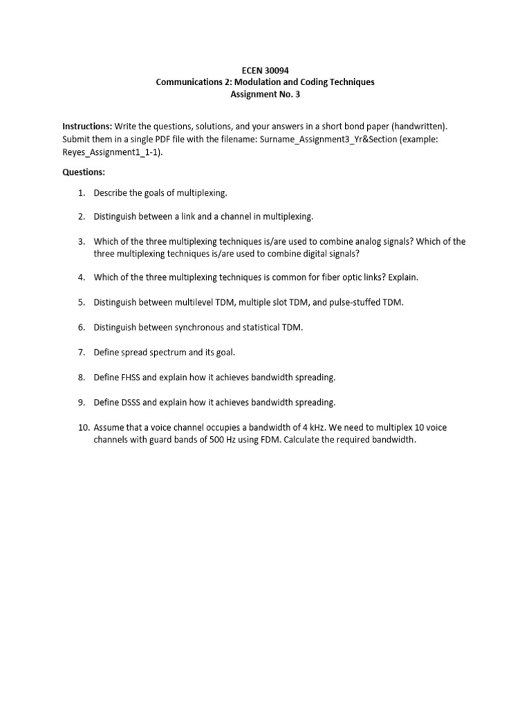 ECEN 30094 Assignment 3 | PDF