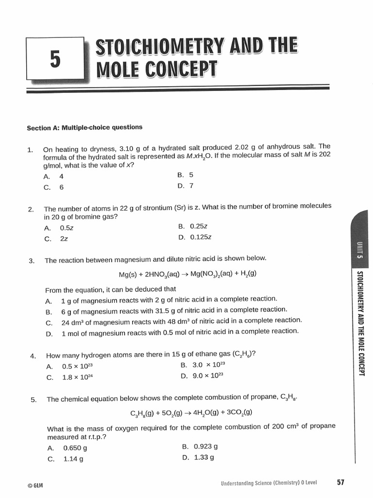 05 Stoichiometry and The Mole Concept | PDF