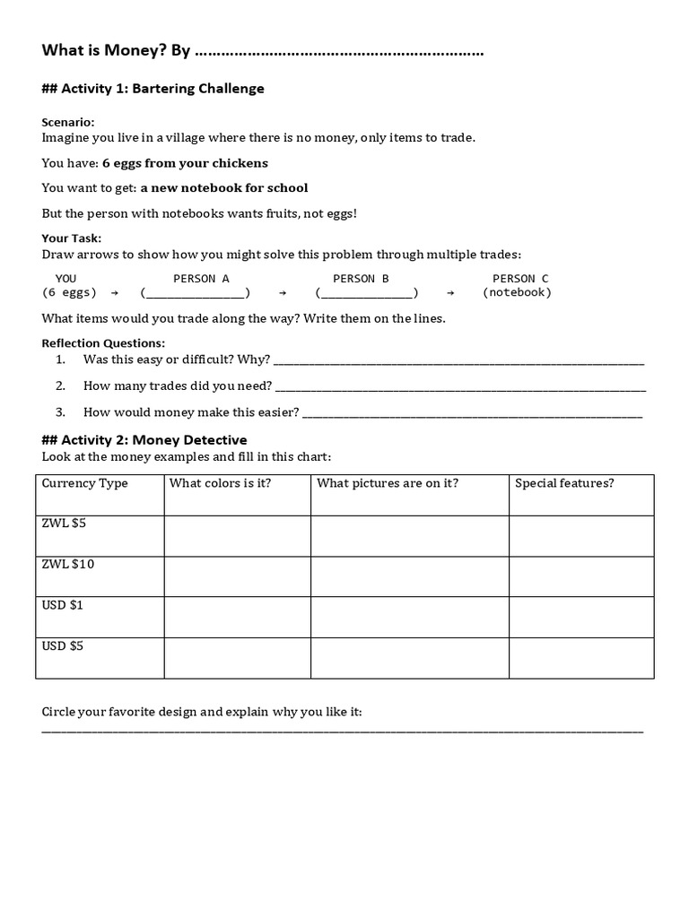 Financial Literacy Activities for Kids | PDF | Money | United States Dollar