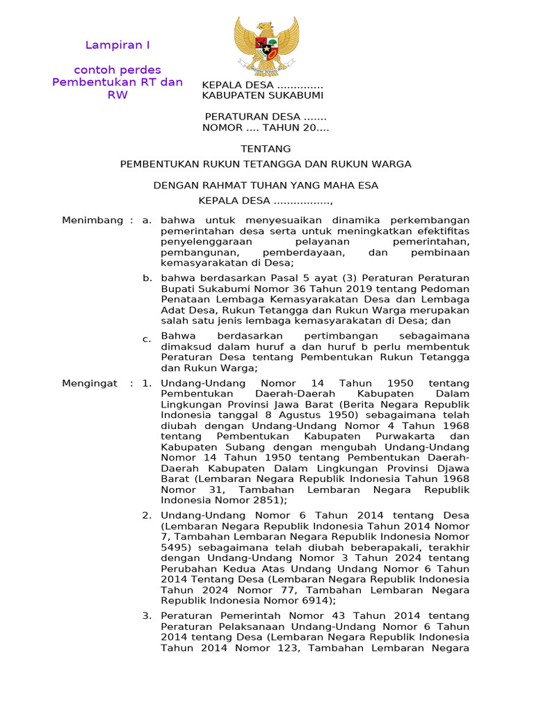 Pembentukan RT dan RW di Desa | PDF