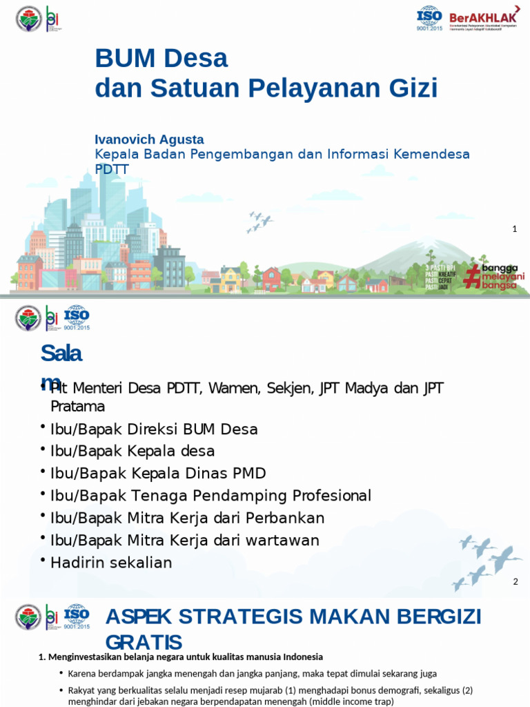 BUM Desa Dan Satuan Pelayanan Gizi | PDF