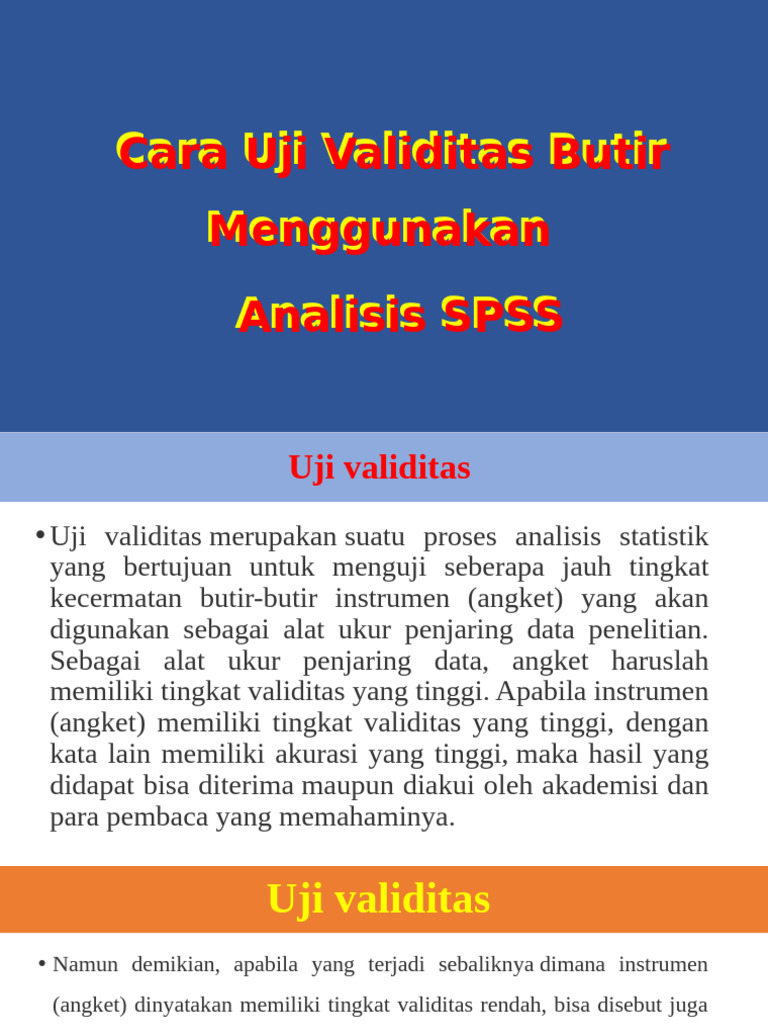 2. Cara Uji Validitas Butir Menggunakan SPSS | PDF