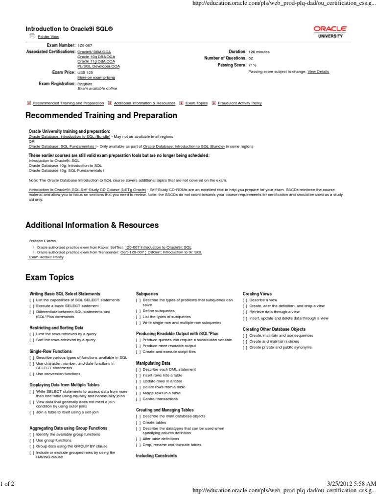 Izo 007 PDF | Download Free PDF | Oracle Database | Sql