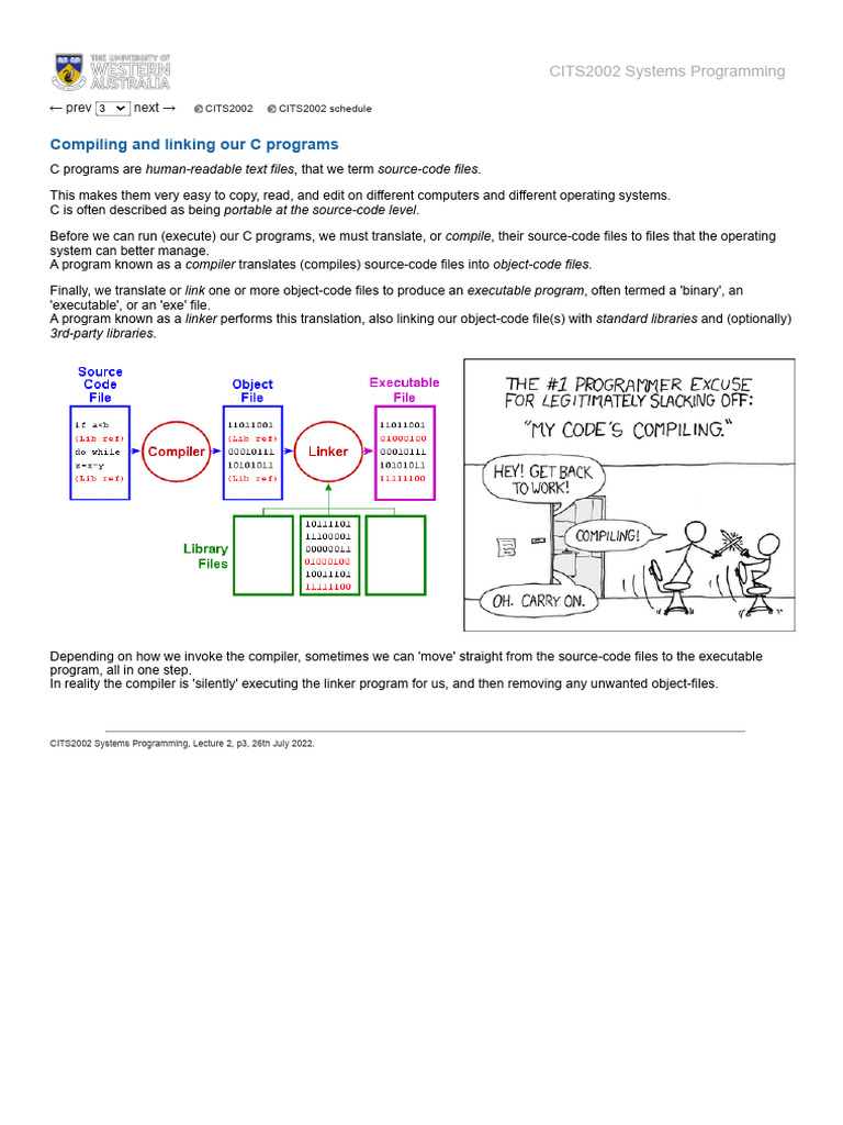 CITS2002 Systems Programming, Lecture 2, p3 | PDF