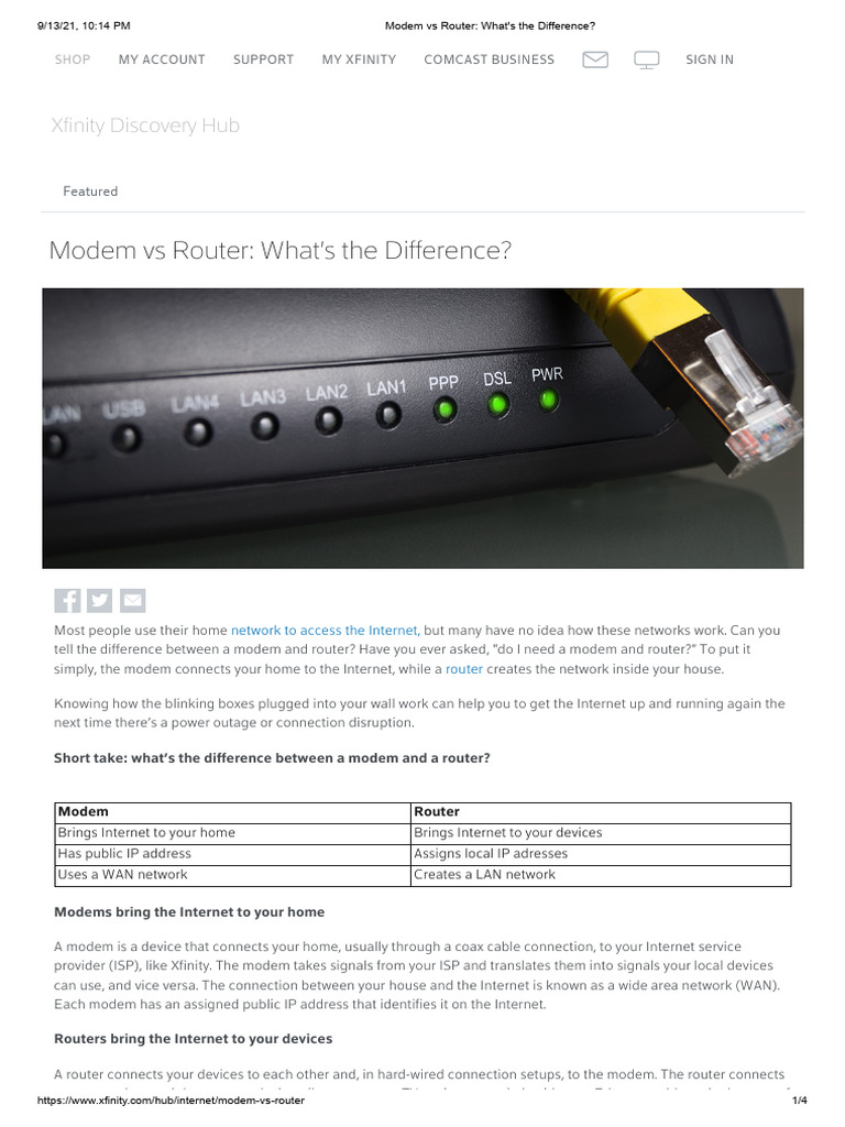 Modem vs Router: Key Differences Explained | PDF | Computer Network ...