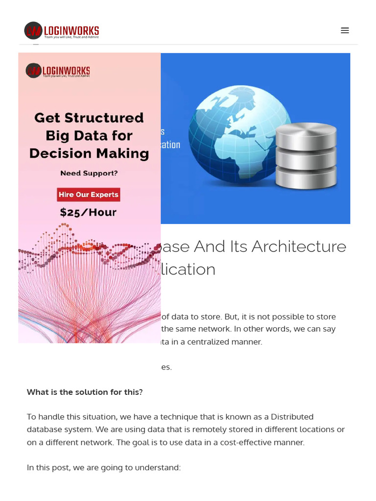 Distributed Database and Its Architecture Using MySql | PDF | Client–Server Model | Databases