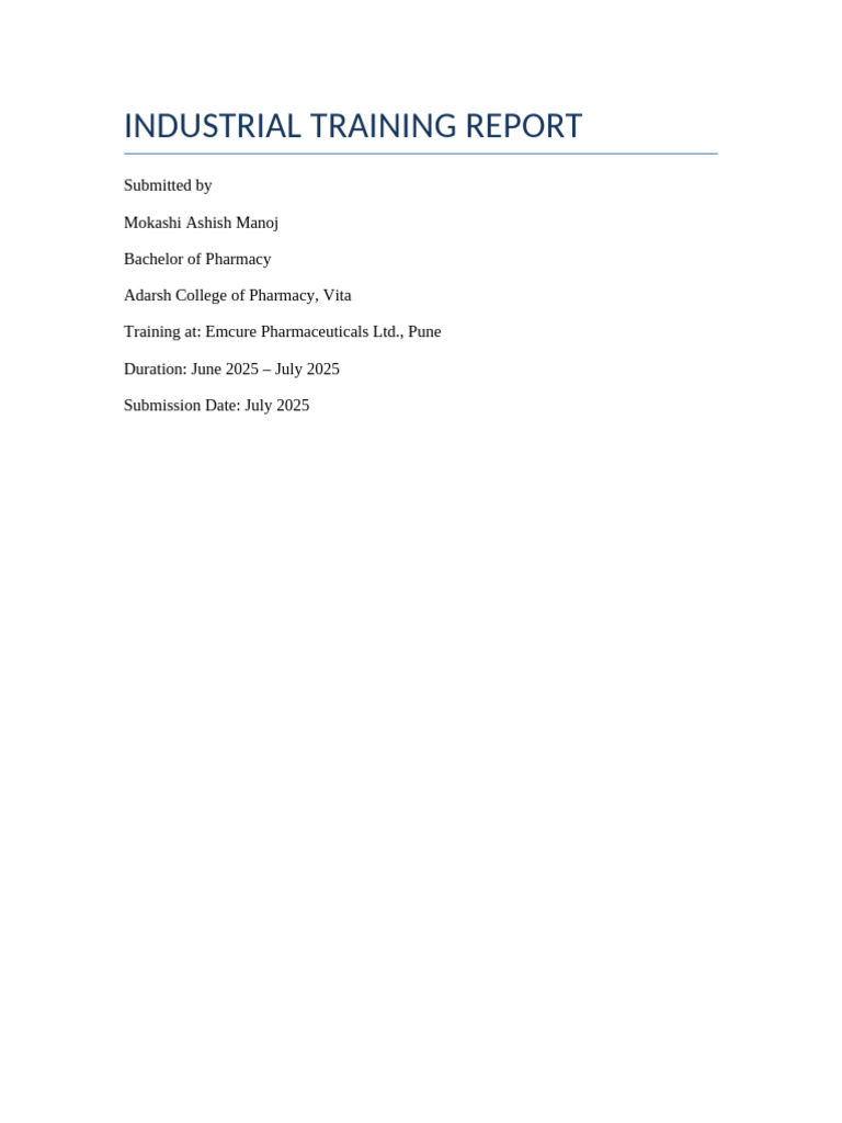 Industrial Training Report Template Part1 | PDF
