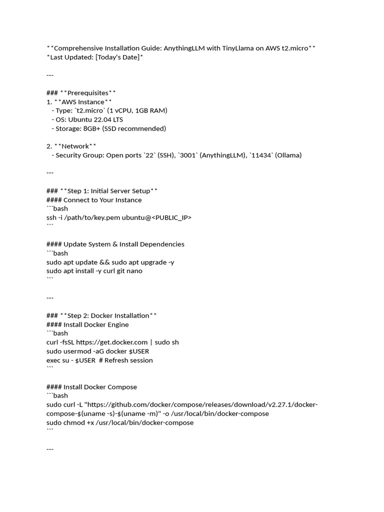 Tiny Ollama AnythingLLM Installation Guide | PDF | Backup | Sudo