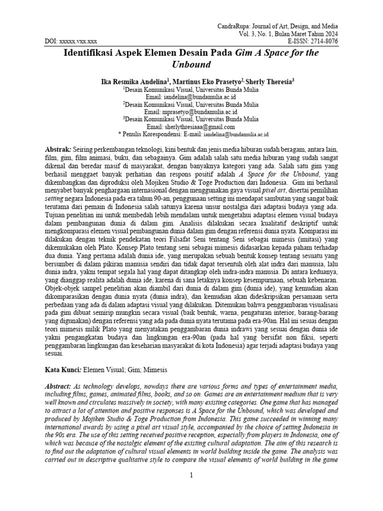 Elemen Visual dalam Gim A Space for the Unbound | PDF