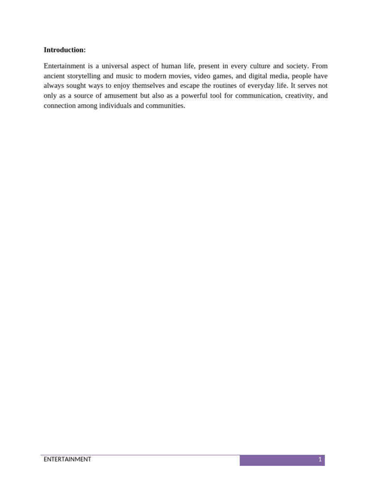 Importance of Entertainment in Life | PDF | Entertainment | Relaxation ...