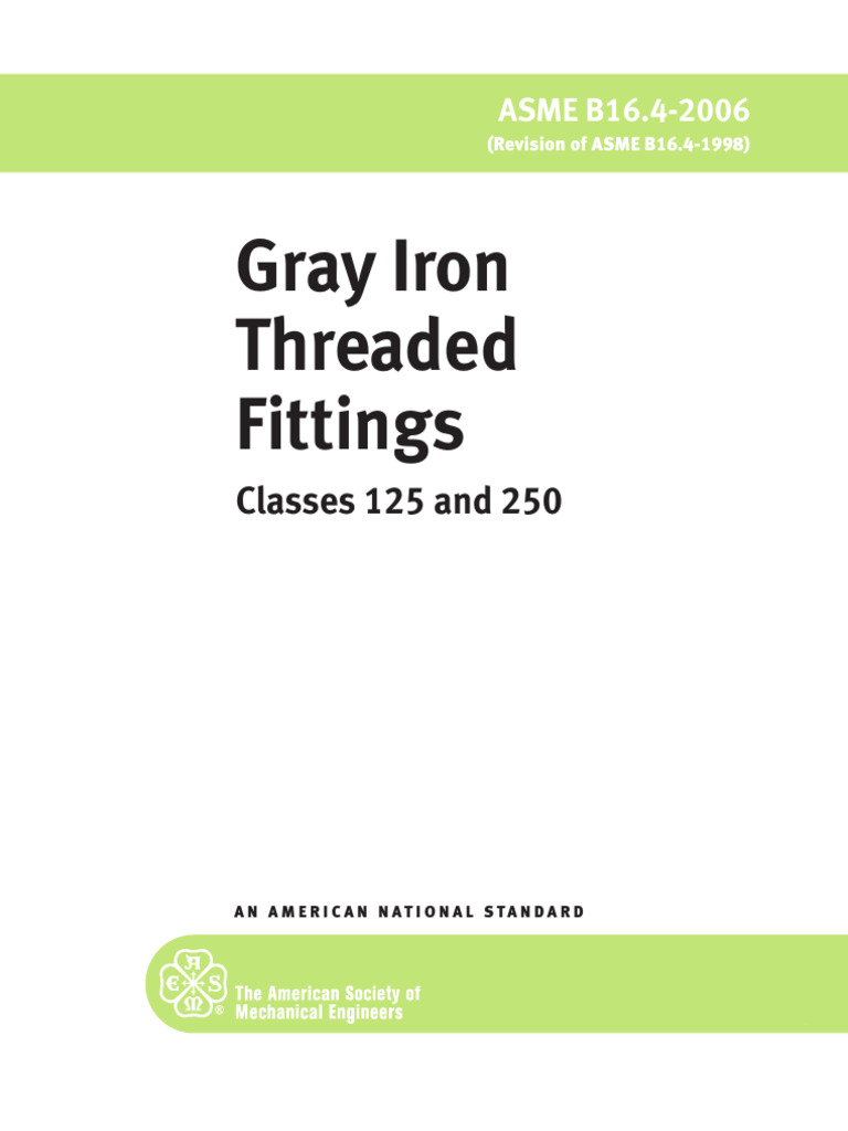 ASME B16.4 Gray Iron Fittings Standard | PDF
